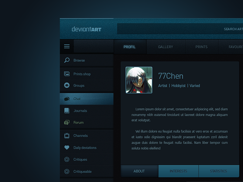 deviantART redesign by Hervé Rbna on Dribbble