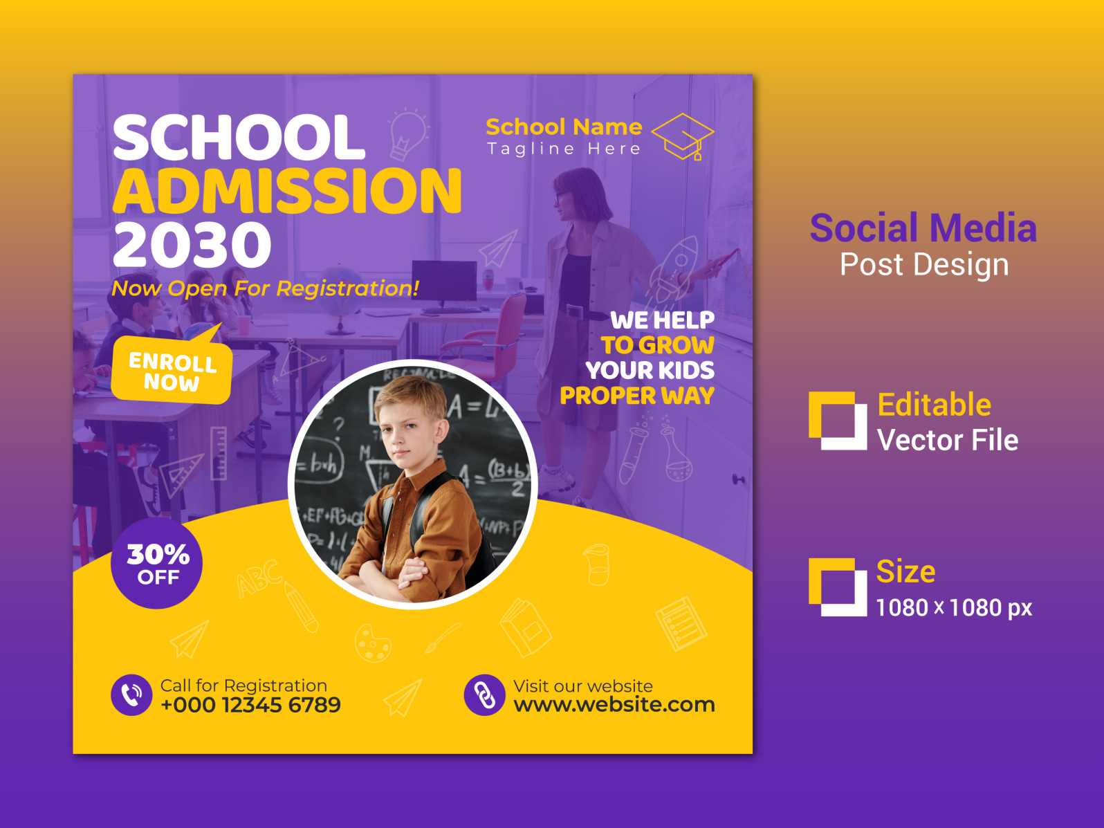 School Admission Social Media Post Design by Md. Abdur Rouf on Dribbble