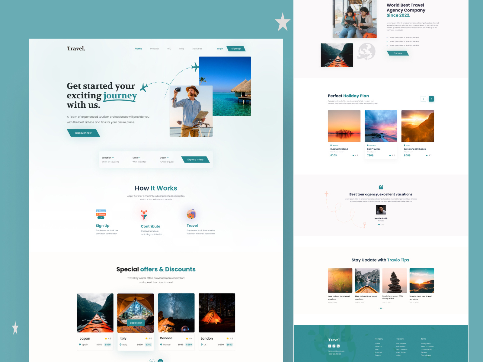 Travel landing page by Ayesha Siddika on Dribbble