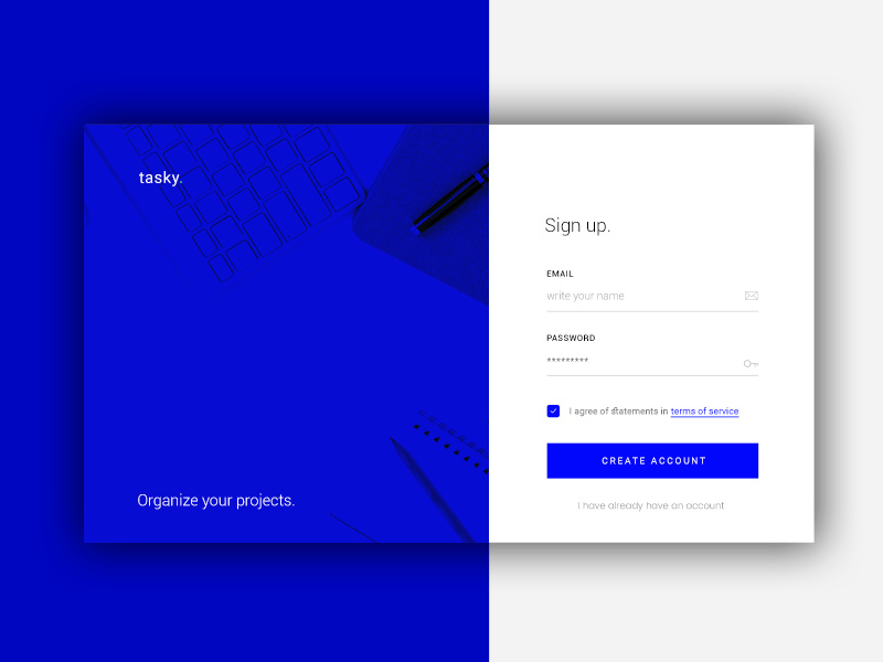 Daily UI challenge #001 - Sign up by Marcin Nawrocki on Dribbble