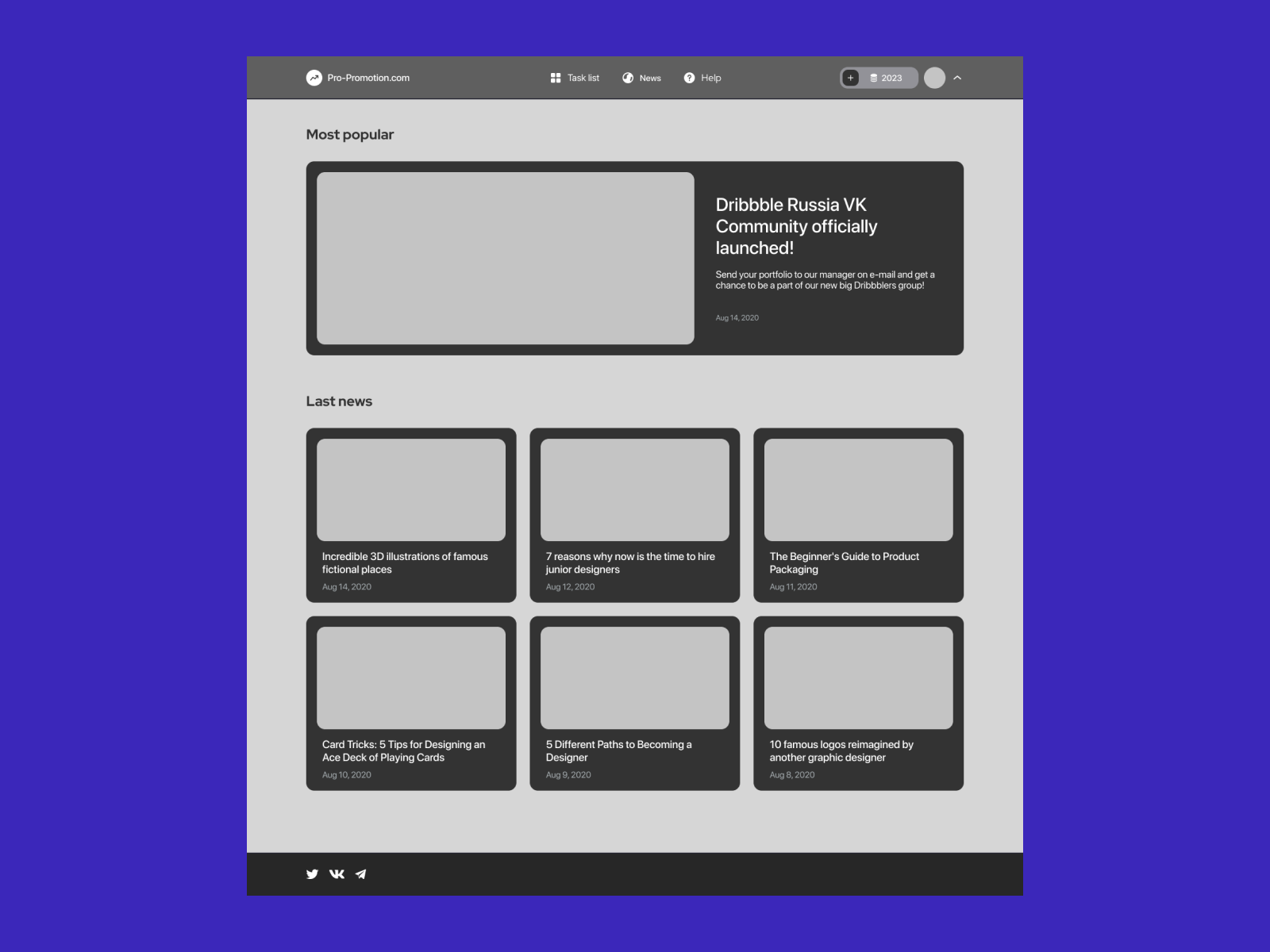 Blog website wireframe by Designer Ratul Sarkar on Dribbble