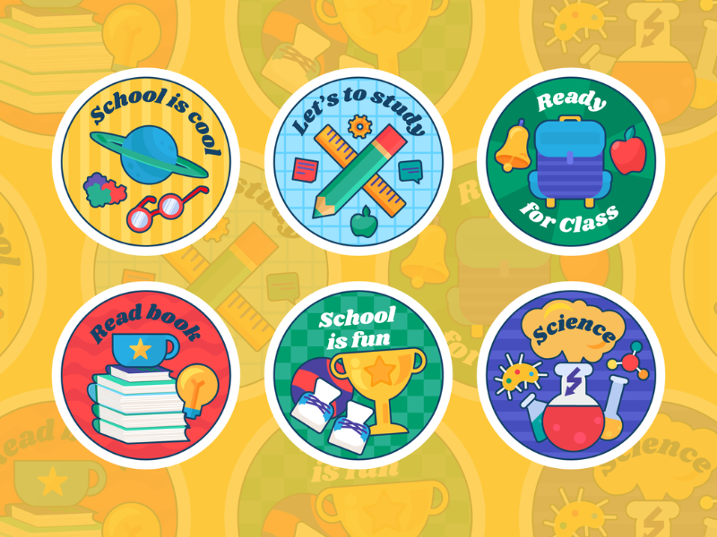 Cute Outline School Stickers by barsrsind on Dribbble