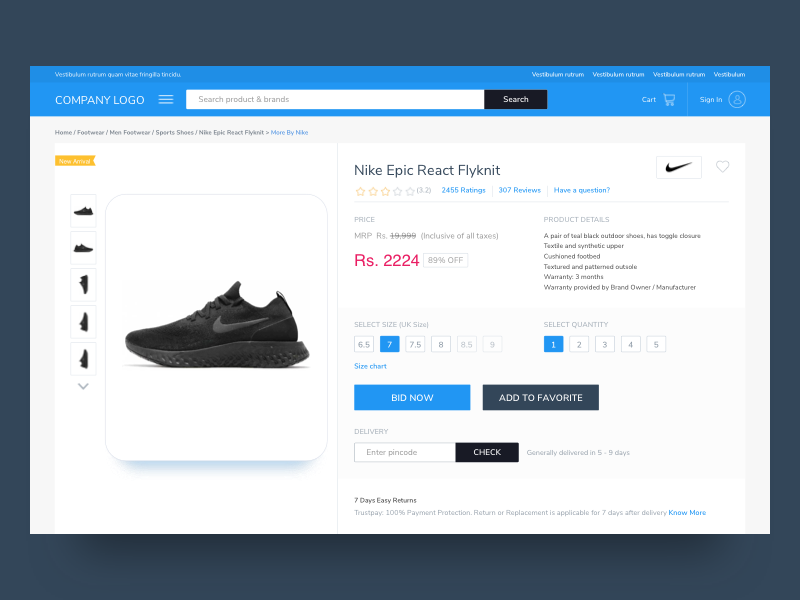Product Page by Trupti Kadu on Dribbble