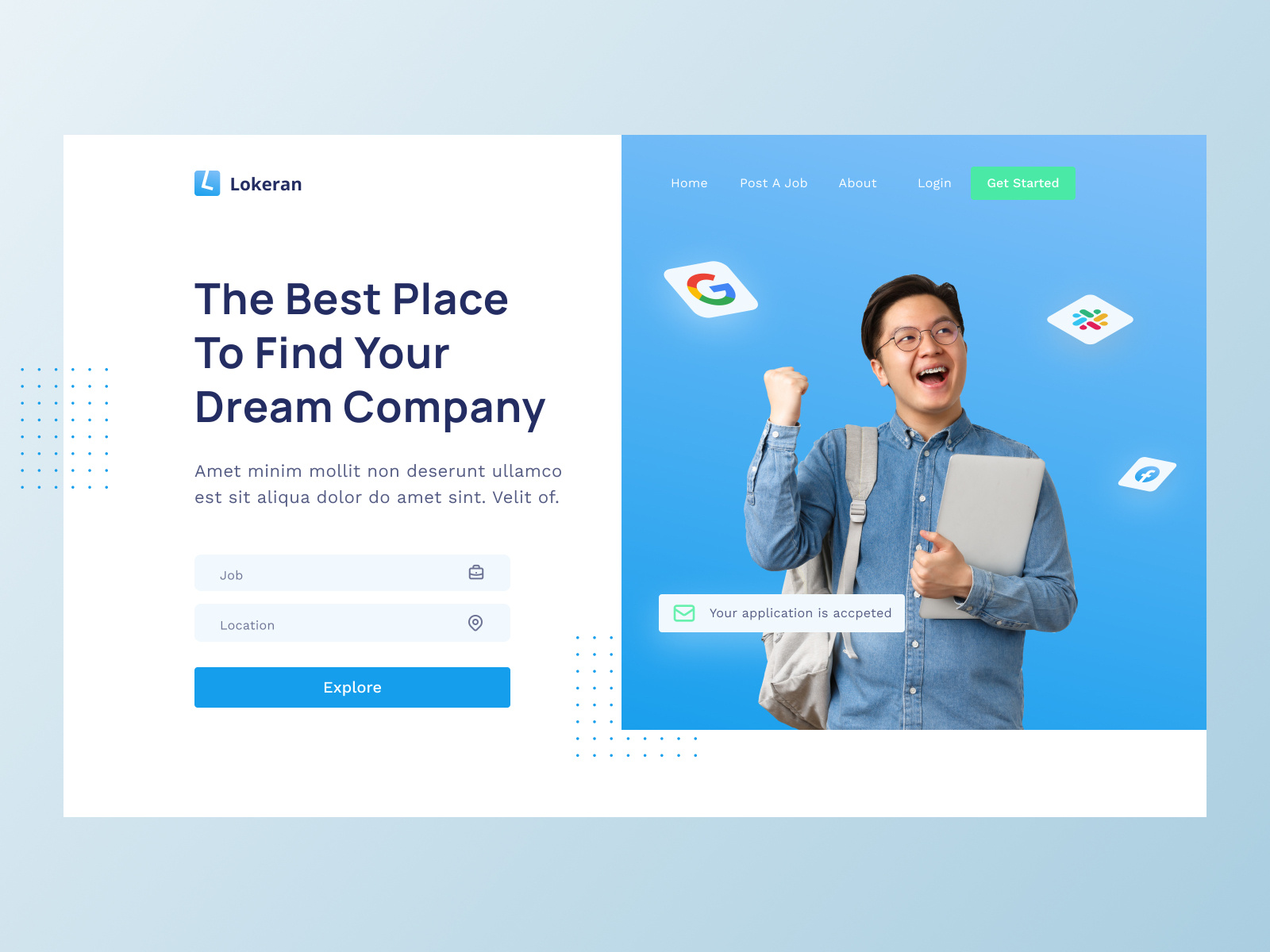 Job Finder Hero 1 by Abdhy Samoedra on Dribbble
