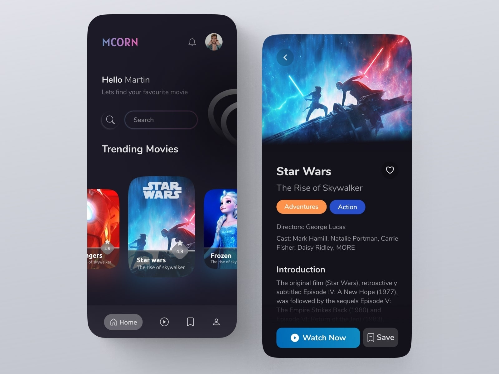 Movie streaming app ui by Keerthi on Dribbble