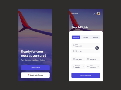 Flight booking UI Concept by Ijeoma Emeruwa on Dribbble