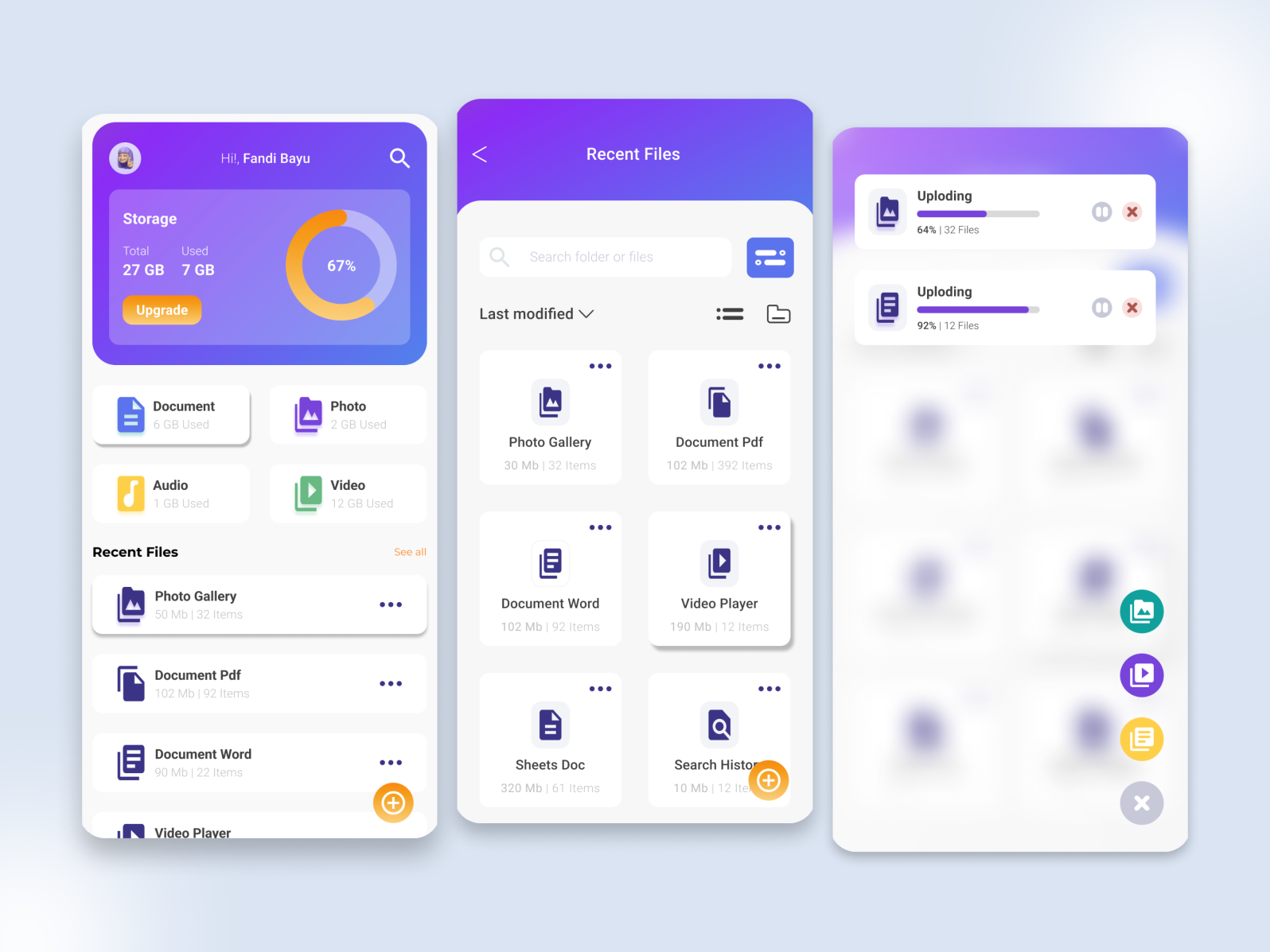 Cloud File Management app by Fanbayy on Dribbble