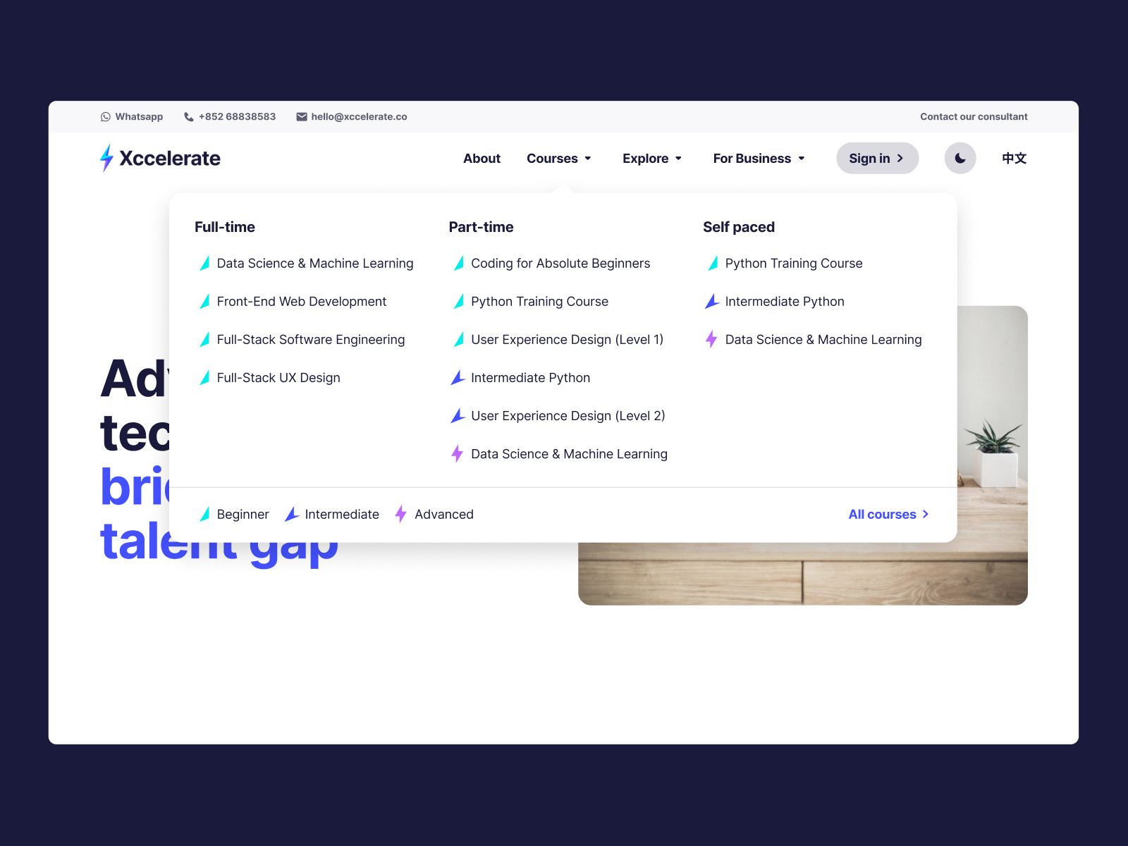 Education courses menu by Thomas Lau on Dribbble