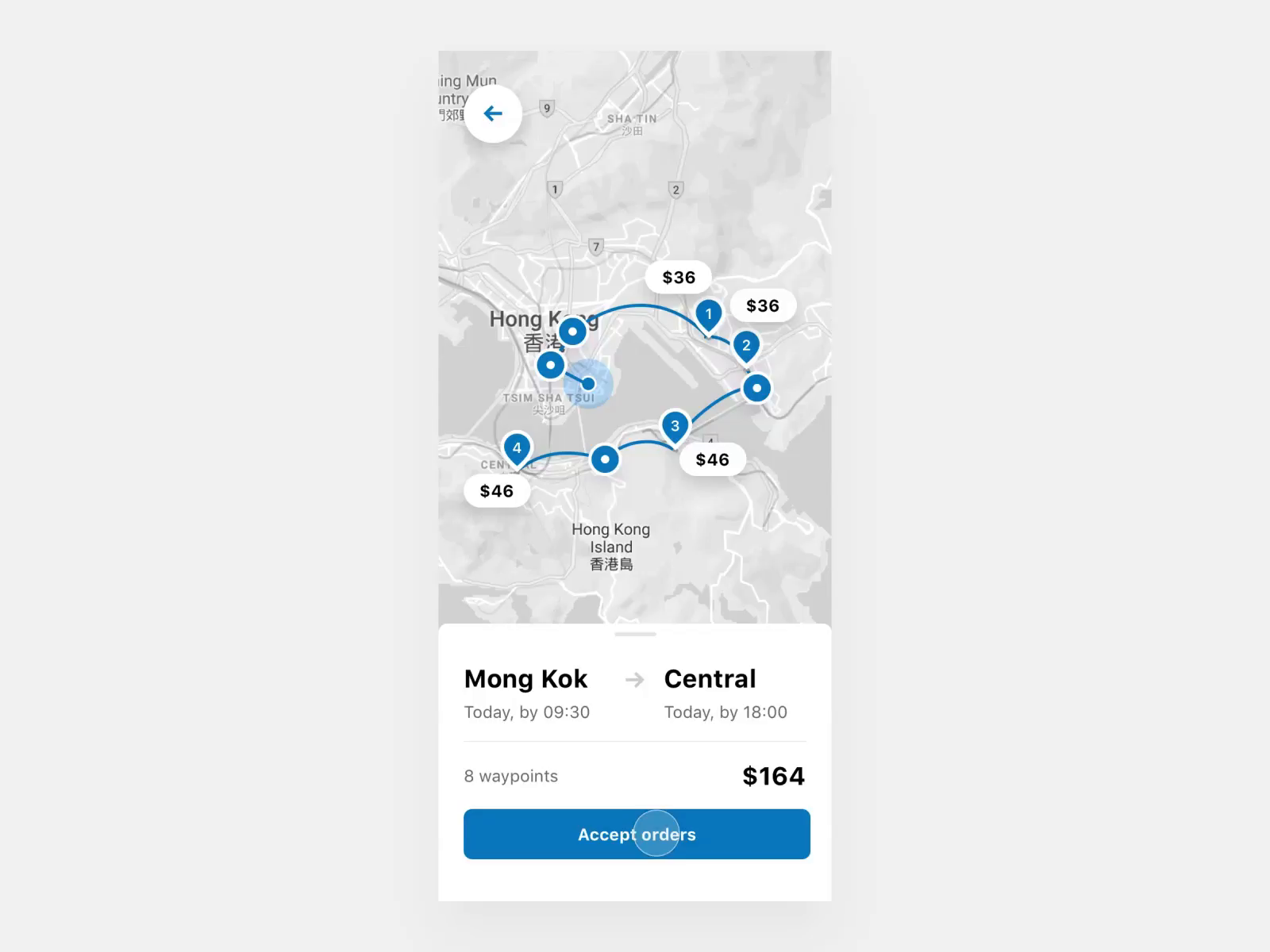 Early exploration for courier order bundling by Thomas Lau on Dribbble