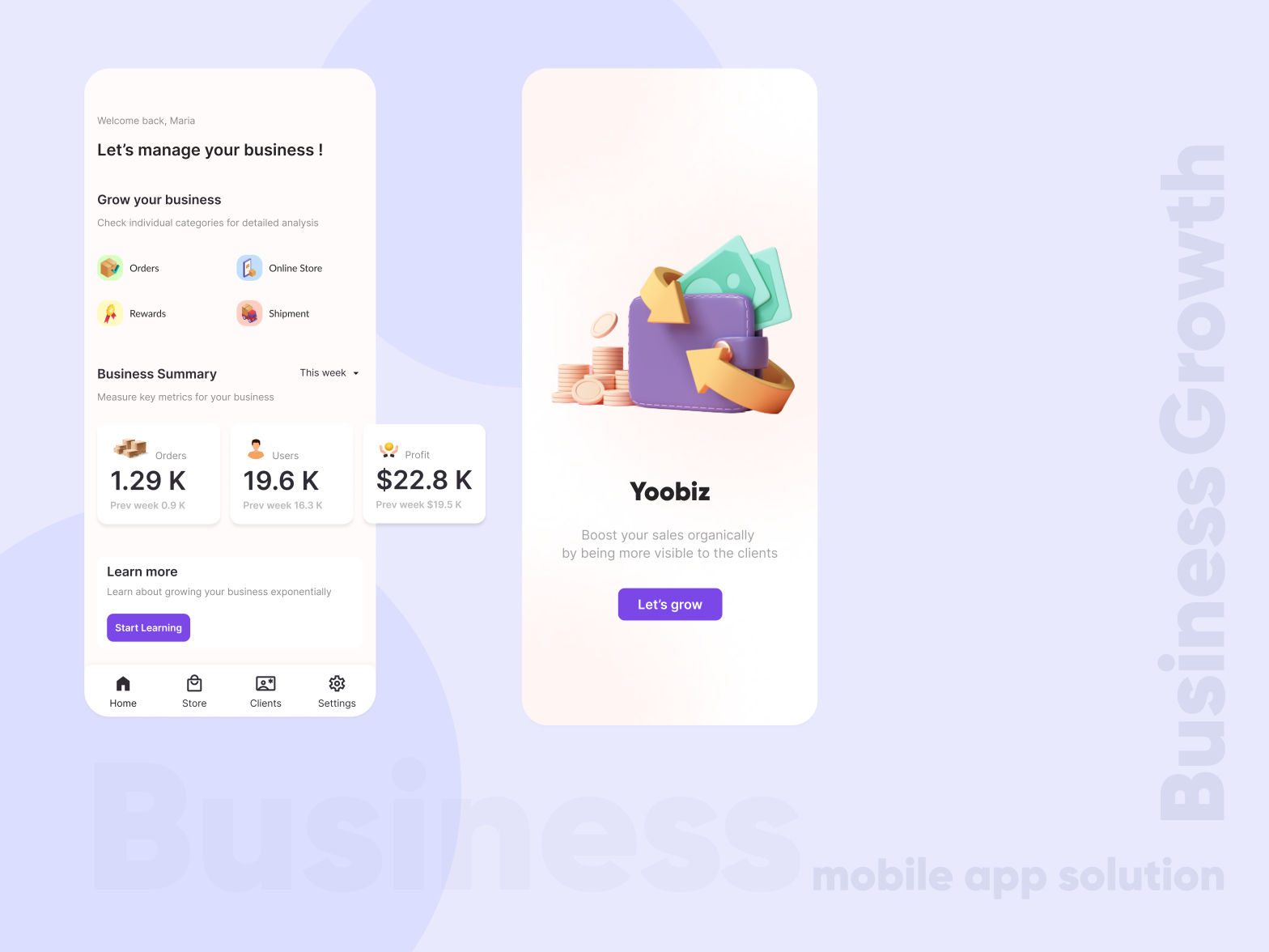 Yoobiz Business Growth App Design by MANU M S on Dribbble