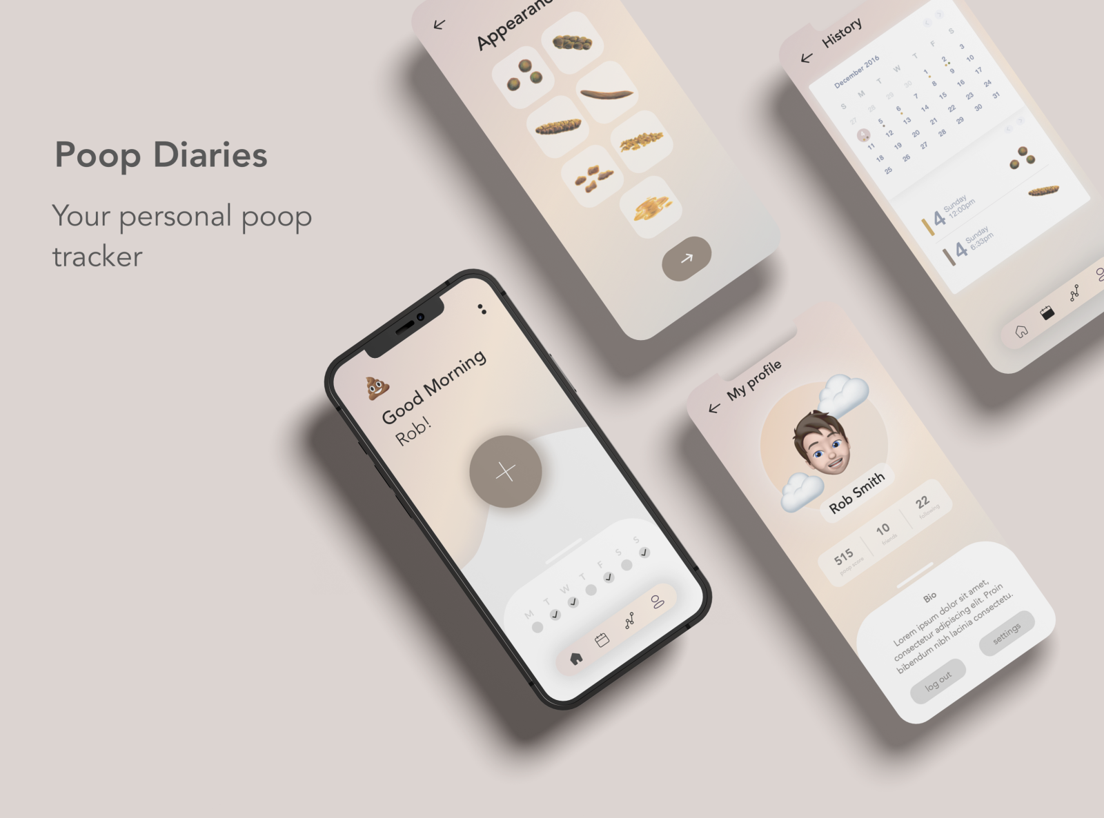 Poop Diaries: Tracker app for poop 💩 by Carmen Ho on Dribbble