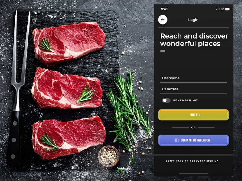 Food Application/Login by Zeren on Dribbble