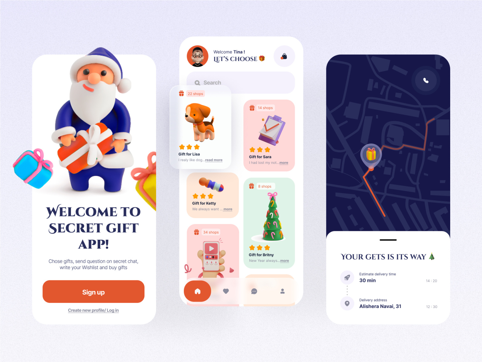 Secret gift app by Mir Anna on Dribbble