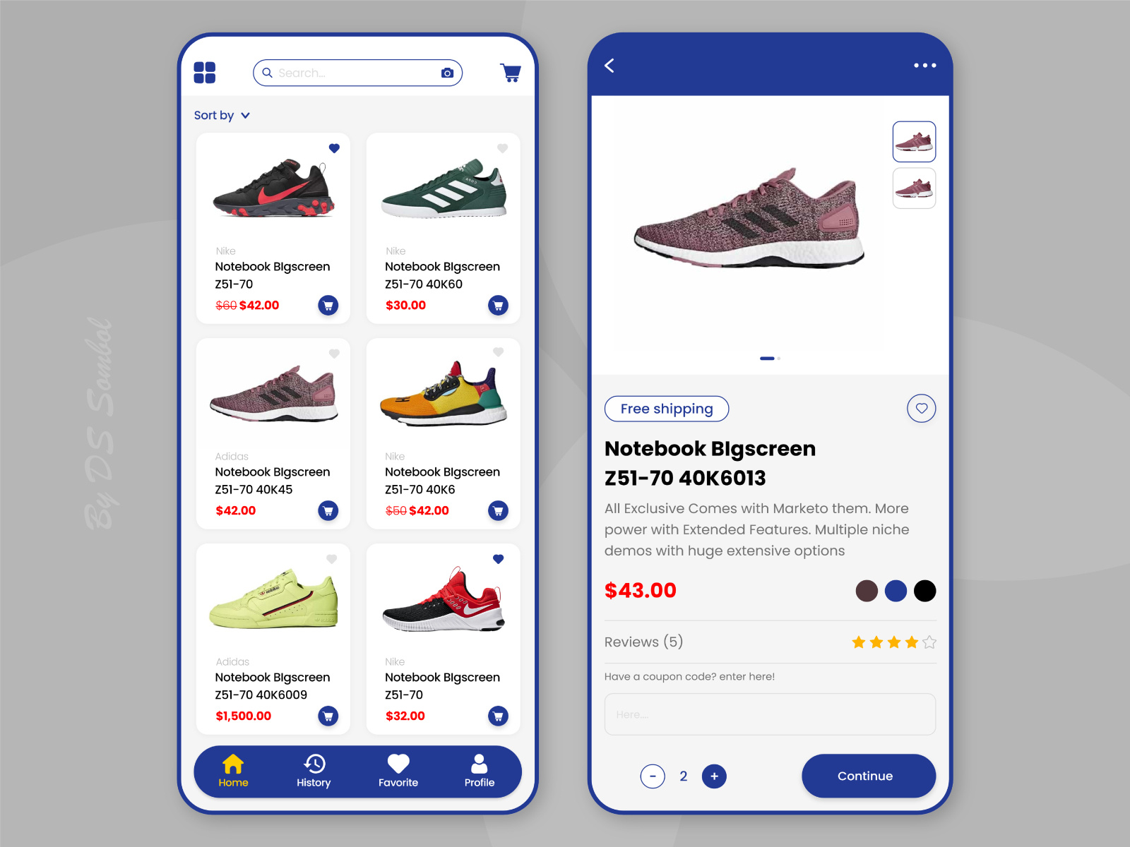Shoes Ecommerce UI - 2 Screen by DS Sombol on Dribbble