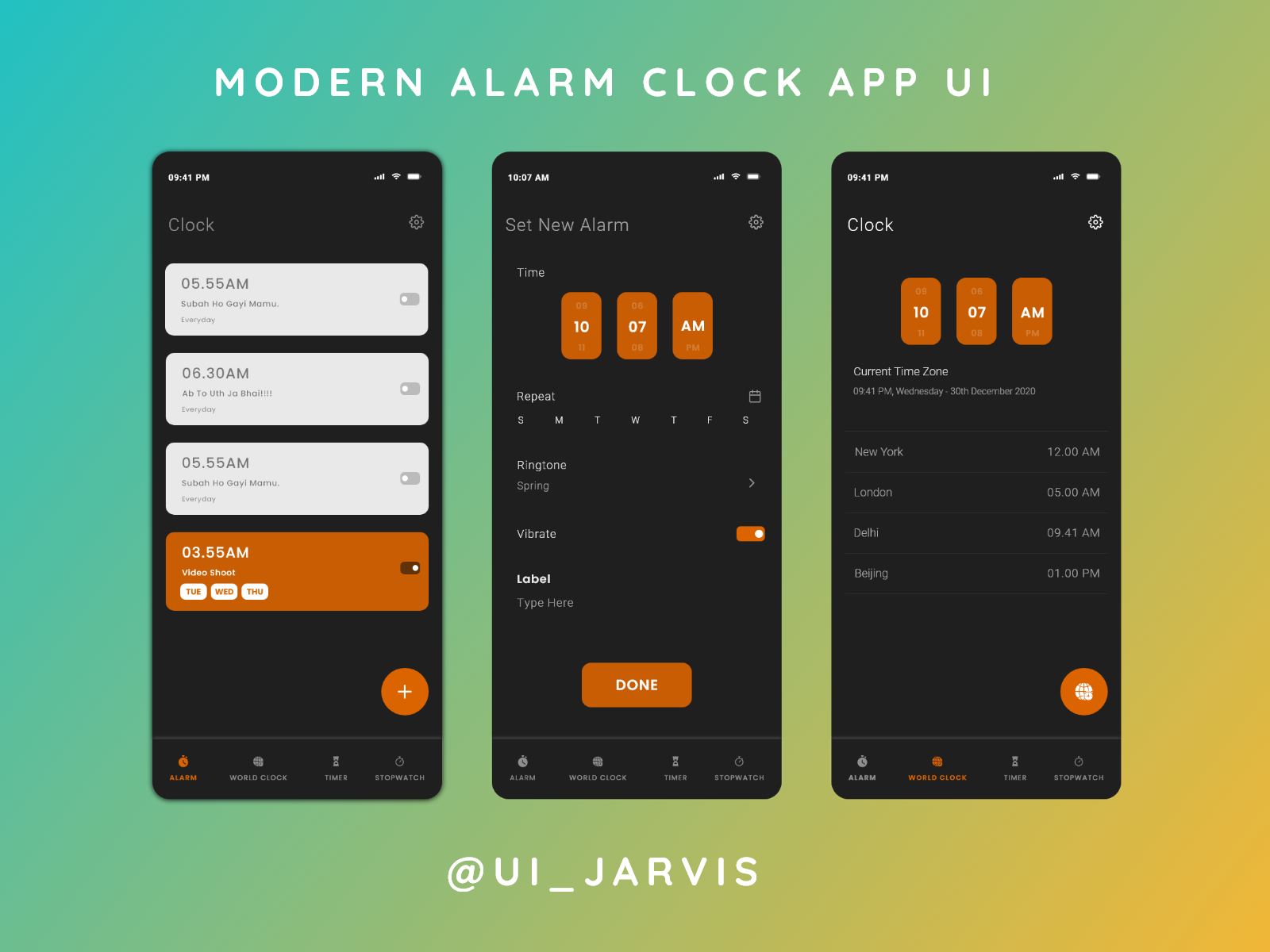 Modern Alarm Clock UI by Kunal D Palekar on Dribbble