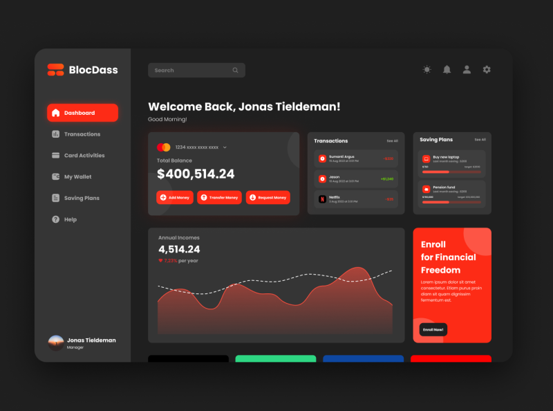 BlocDass Dashboard: Finance Dashboard by Abimanyu on Dribbble