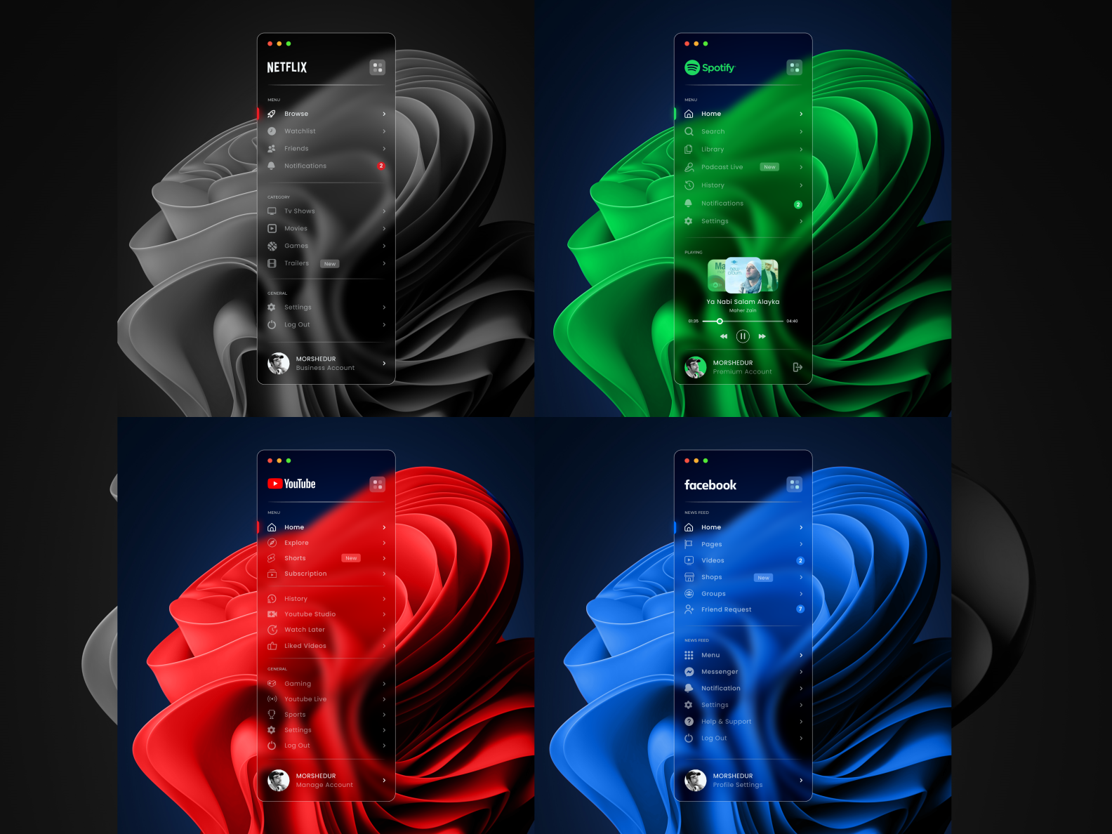 Glassmorphism Side Navbar by Morshedur Rahman Rana on Dribbble