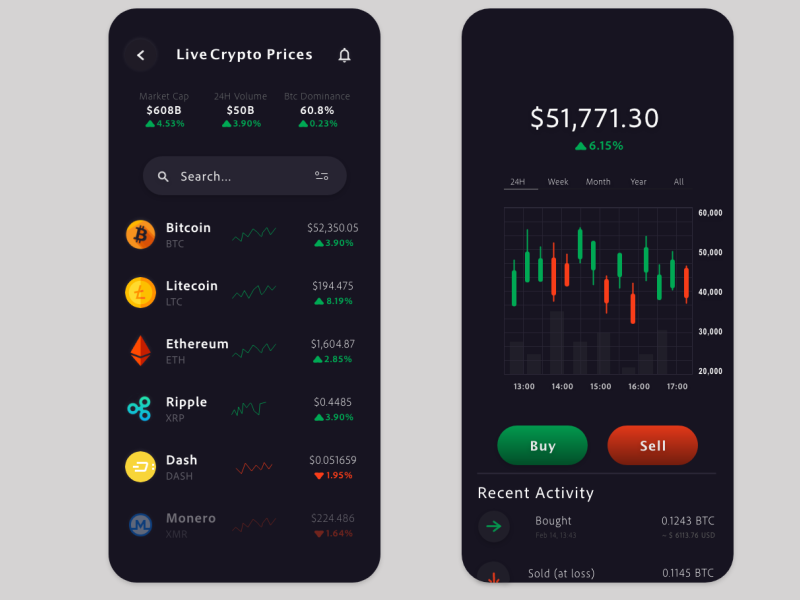 CryptoTrader App Concept UI Design by Binyamin Robbins on Dribbble
