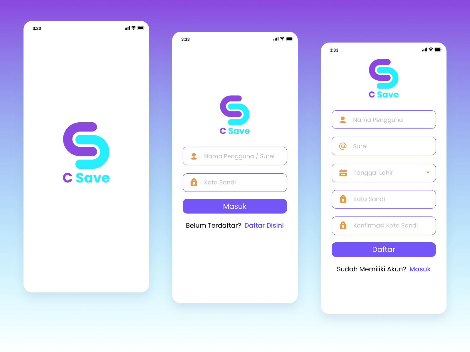 UI/UX Design C Save Login & Register by Oey Darryl Valencio Wijaya on ...