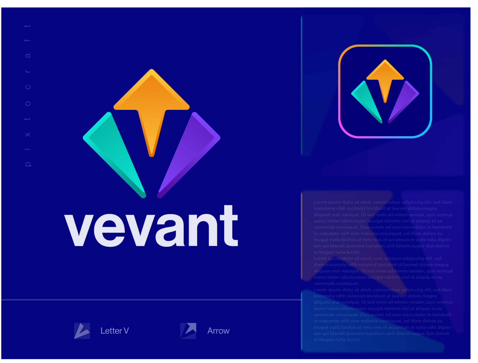 Vevant ┃ Letter V ┃Arrow ┃minimal logo design by Pixtocraft on Dribbble