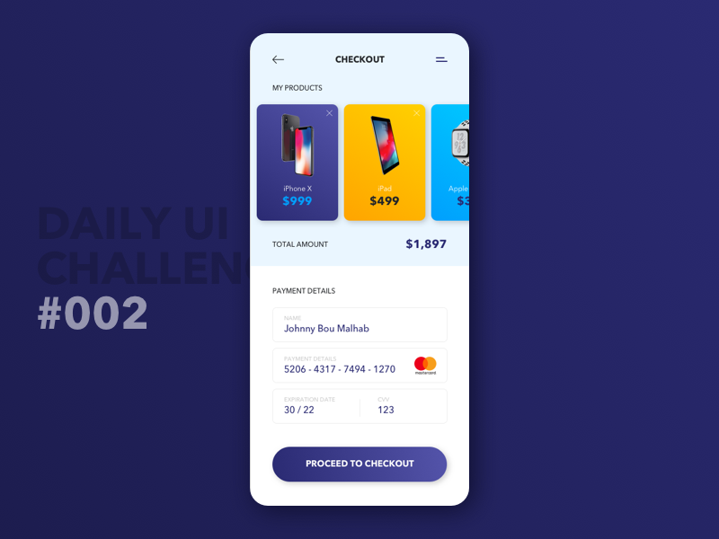 Daily UI #002 - Checkout by Johnny Bou Malhab on Dribbble