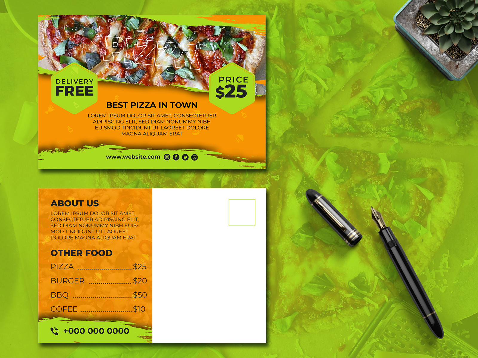 Pizza Postcard Template by riju1 on Dribbble