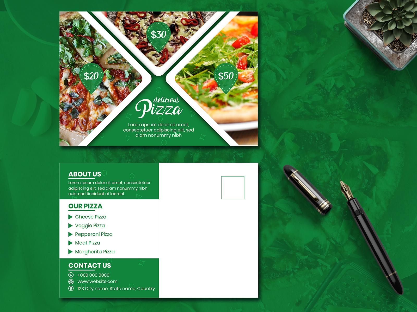 Restaurants Postcard Design Template by riju1 on Dribbble