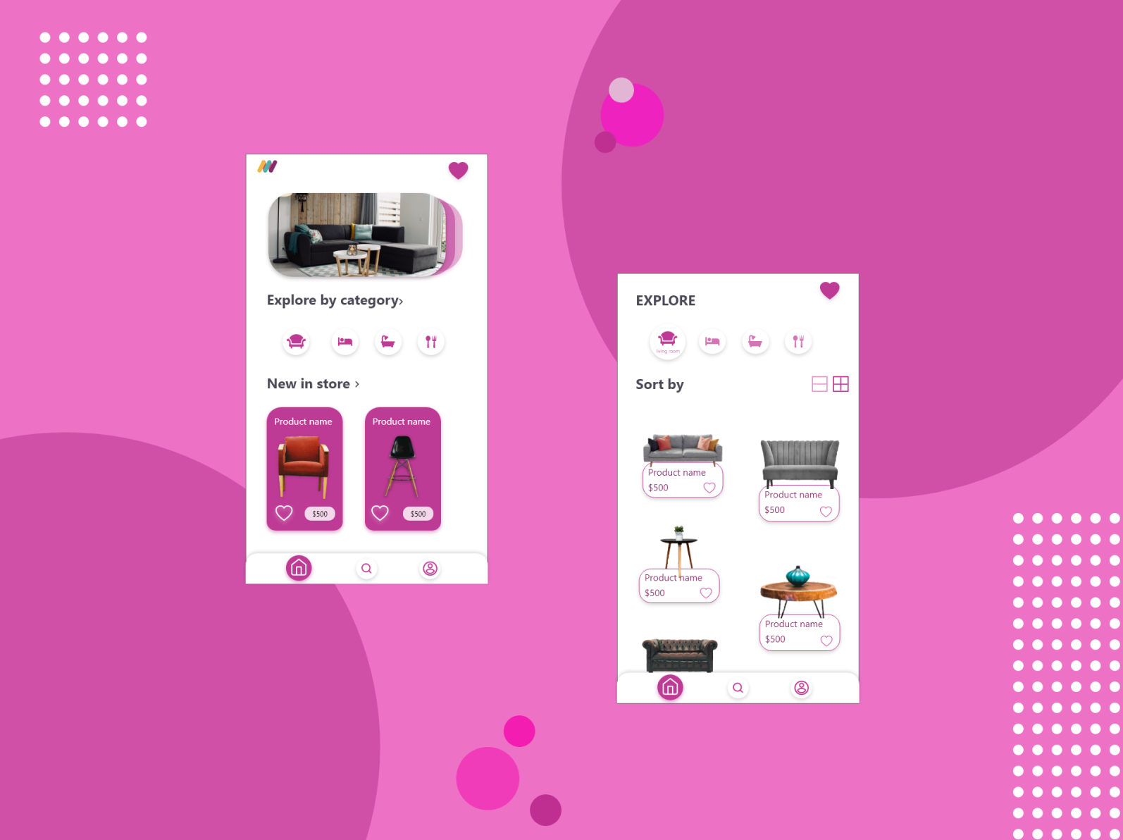 Furniture store app design by sindhu on Dribbble