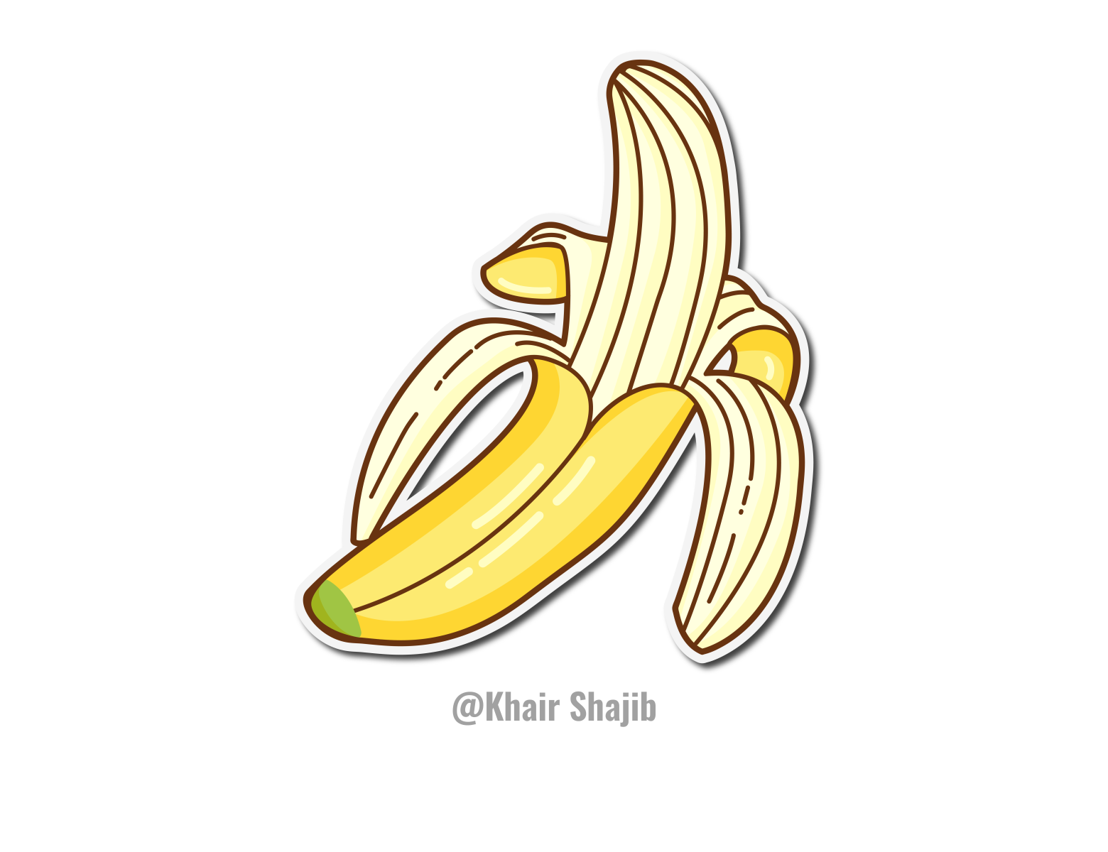 Simple banana sticker design with a banana isolated by Shajibs Graphics ...