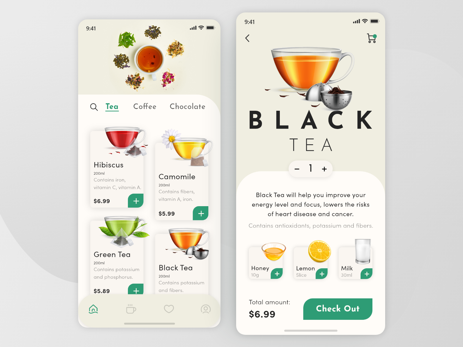 Drinks App / Tea App by Lora Staneva on Dribbble
