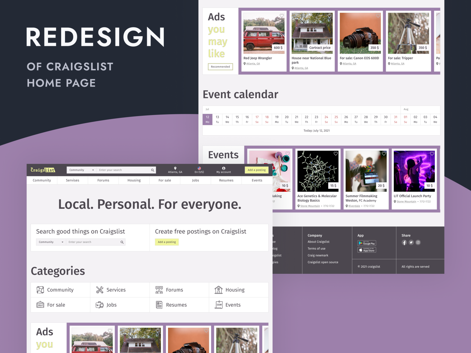 Craigslist redesign by Palina Biasedzina on Dribbble