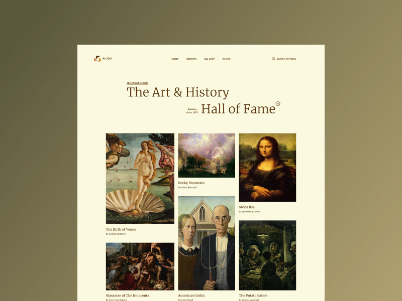 Art Gallery UI by Aitanun Daniel Oseremen on Dribbble