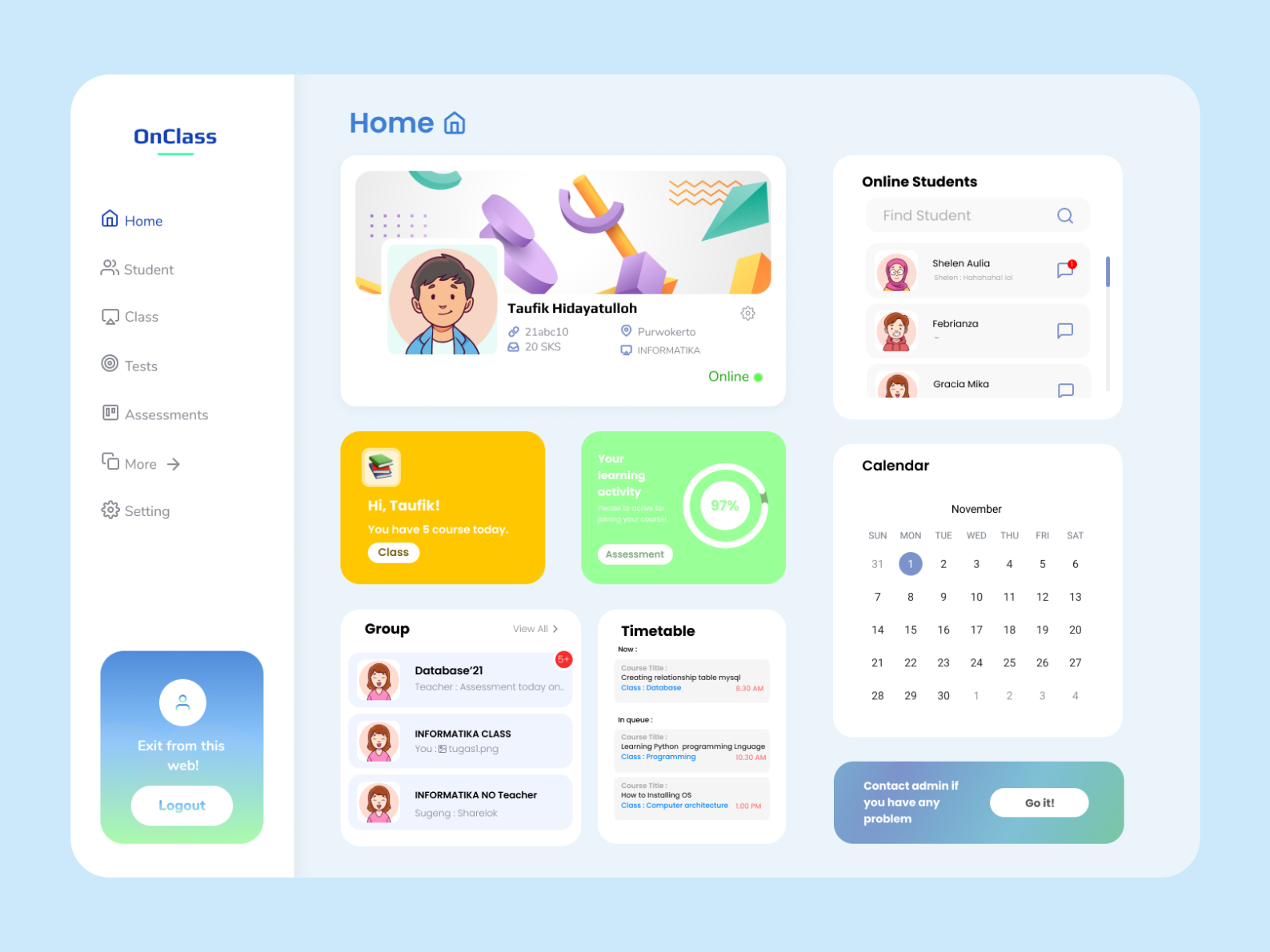 OnClass by Taufik Hidayatulloh on Dribbble
