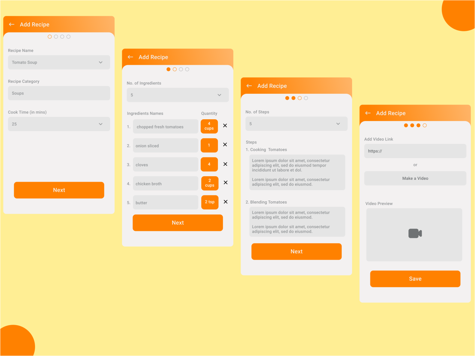 Add Recipe Screens by Archana on Dribbble