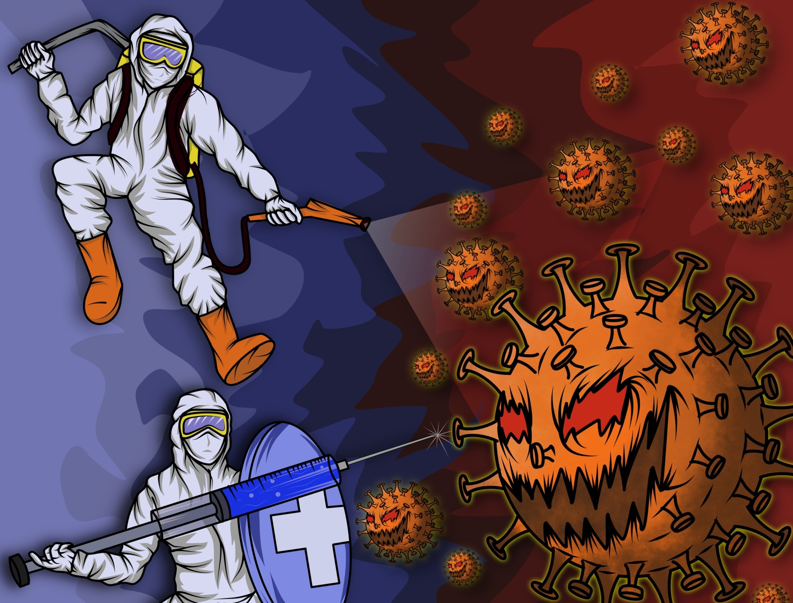 corona virus vs human by Elmo Wahyu Adiguna on Dribbble