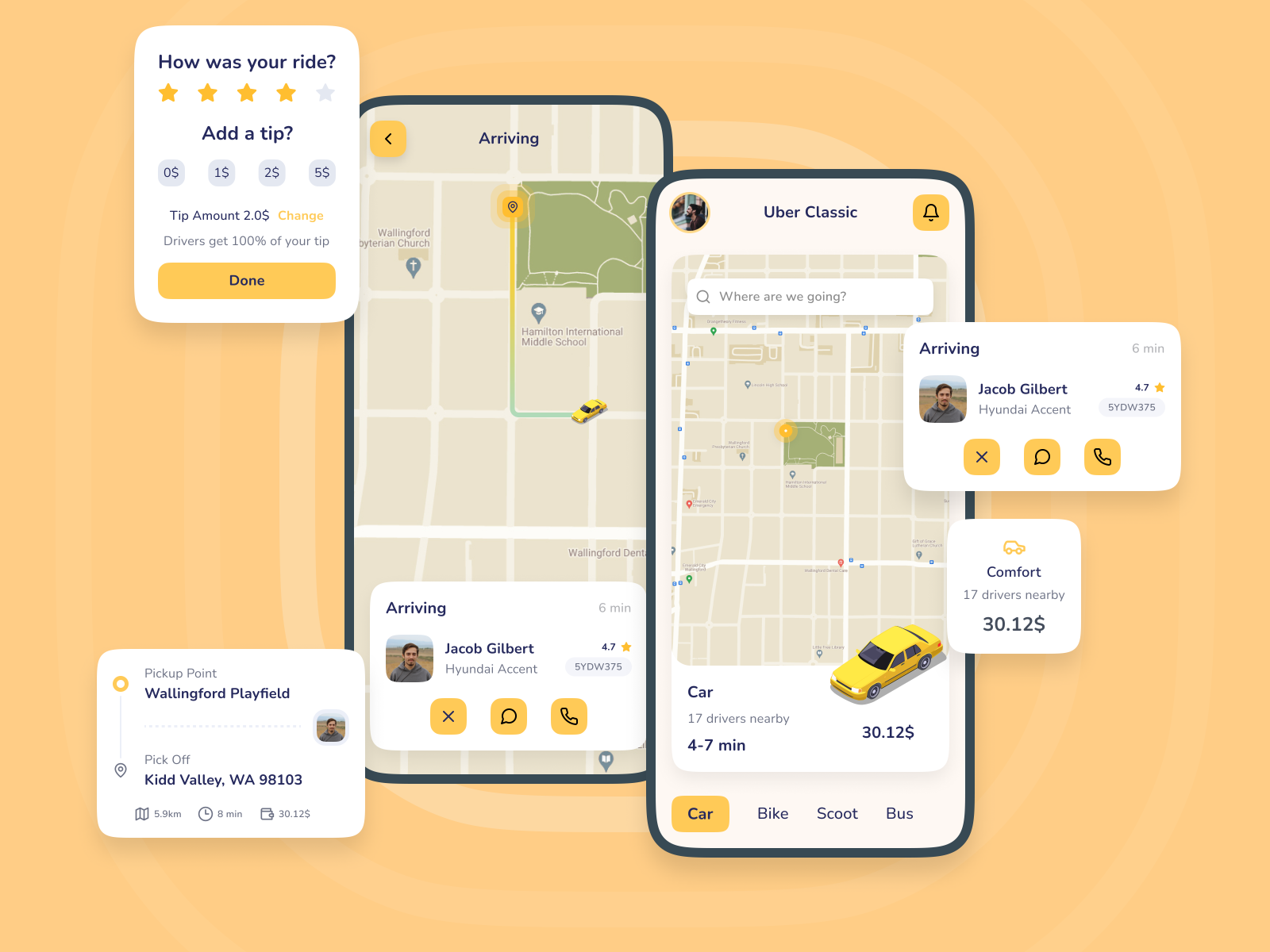 Uber Taxi App by Yurii Nykol on Dribbble