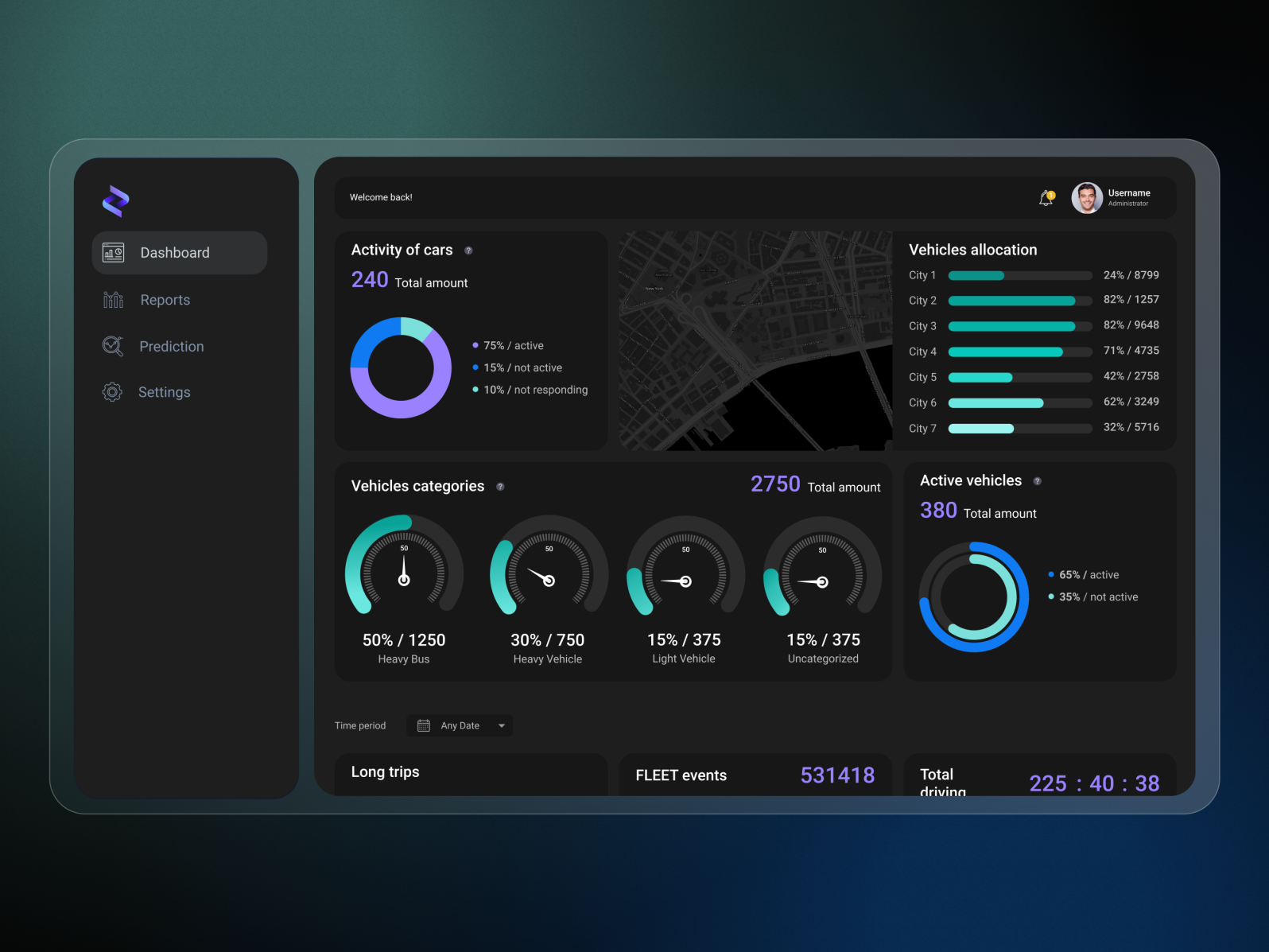 Dark UI Dashboard | Vehicle tracking platform by Anna Lukina on Dribbble