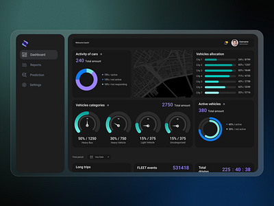 Dark UI Dashboard | Vehicle tracking platform by Anna Lukina on Dribbble