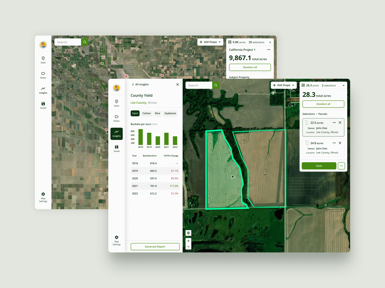Farmland analytics tool by Andrew Brott on Dribbble