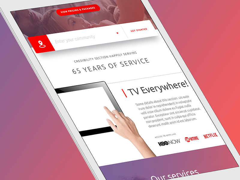 Cable/TV homepage by Zach Smyth on Dribbble