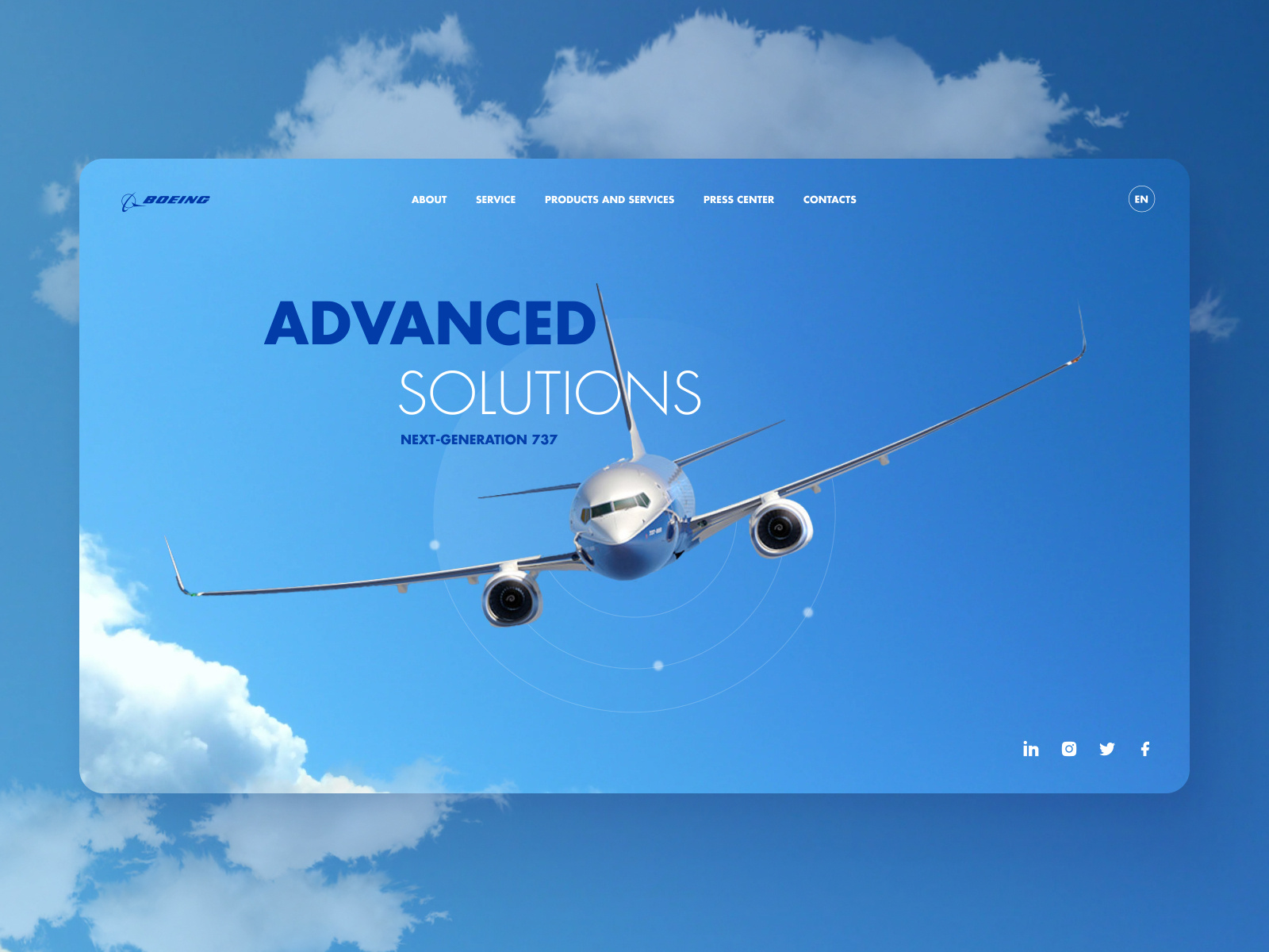 Boeing concept main page by Eugene Maikov on Dribbble