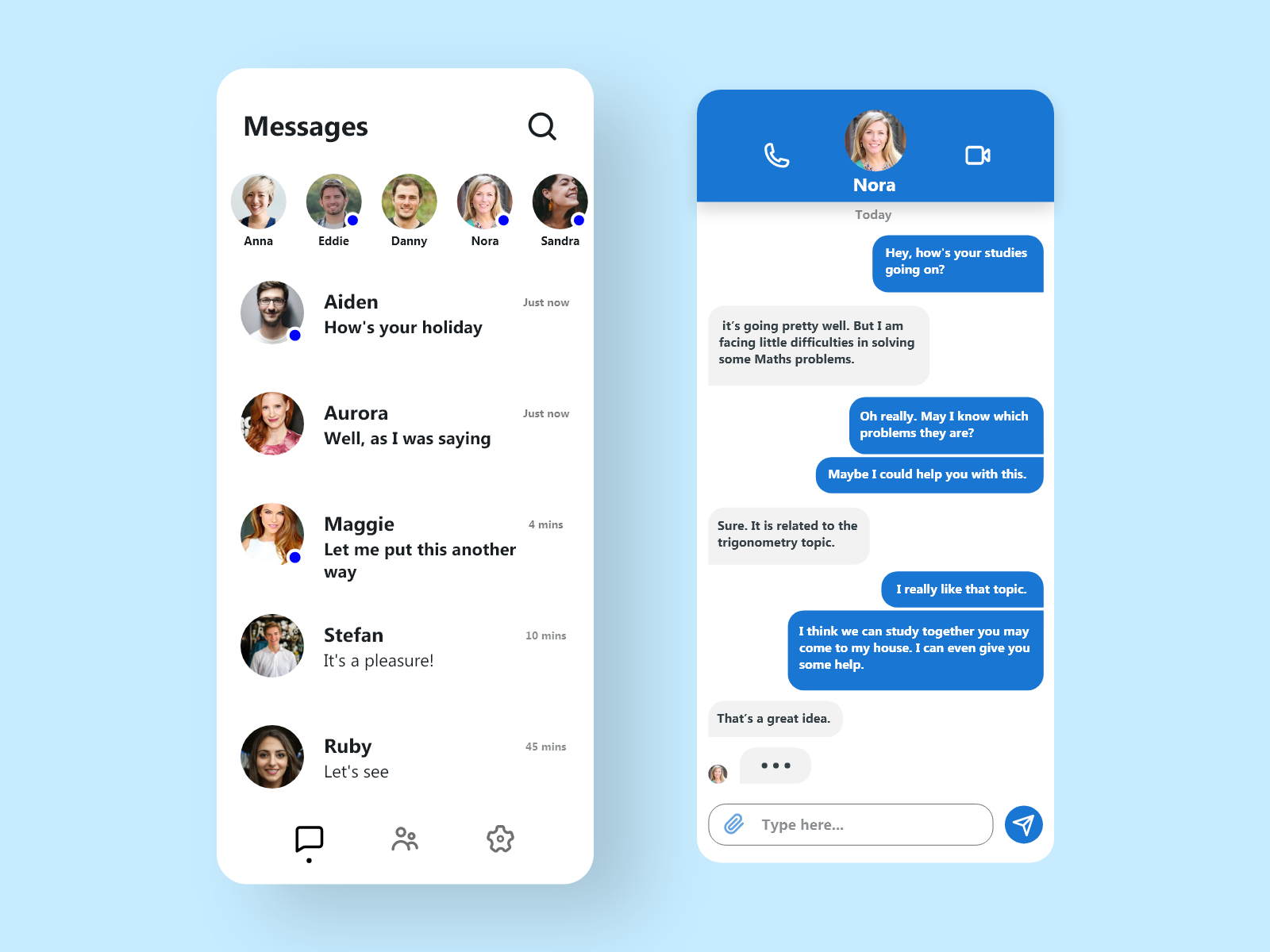 Chat App UI Screen Design by Aarthi on Dribbble