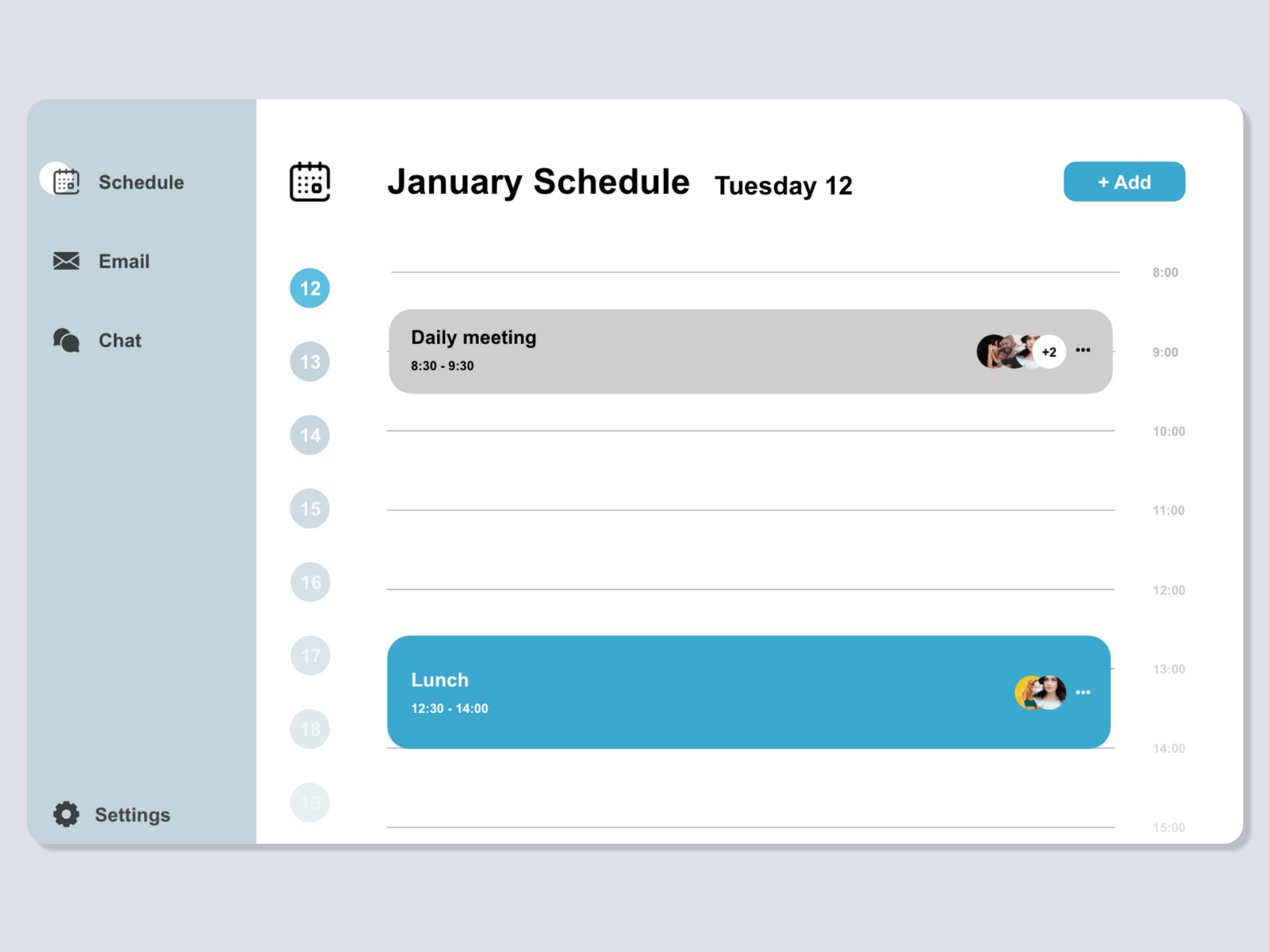 Schedule - Daily UI 071 by Rafael Becerra on Dribbble