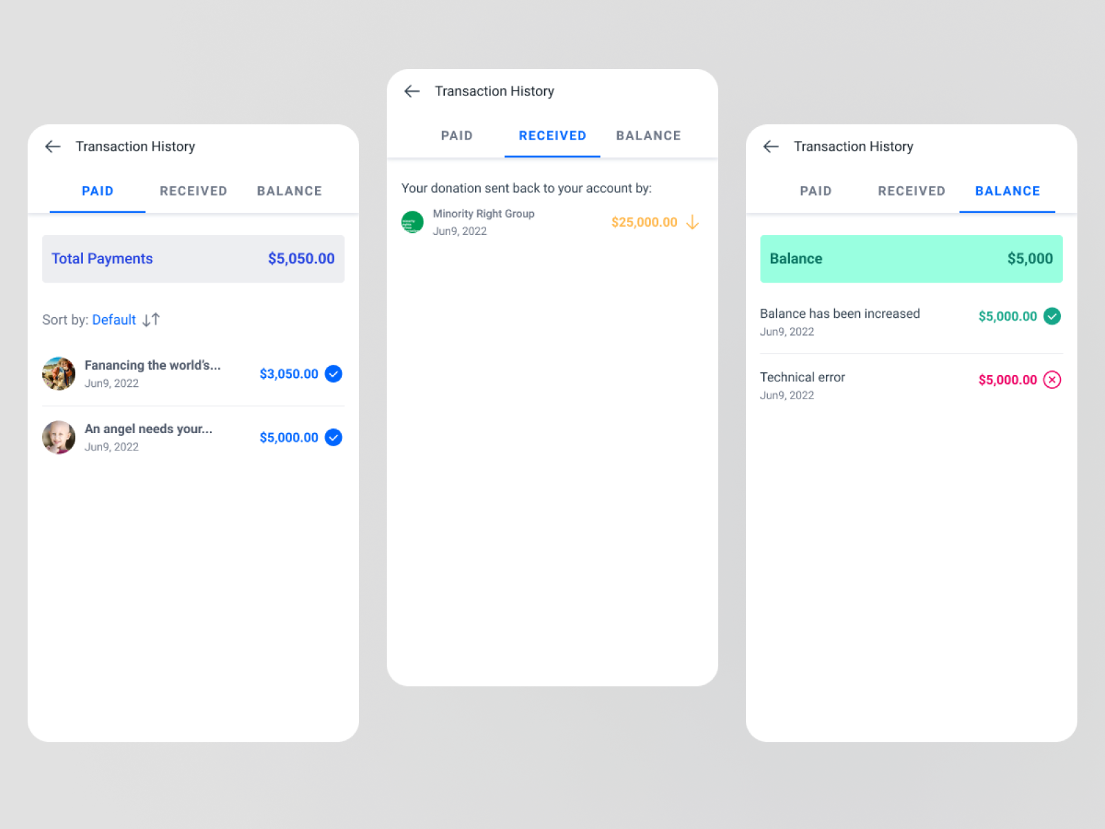 Transaction History by Mehrnaz Shahabizade on Dribbble