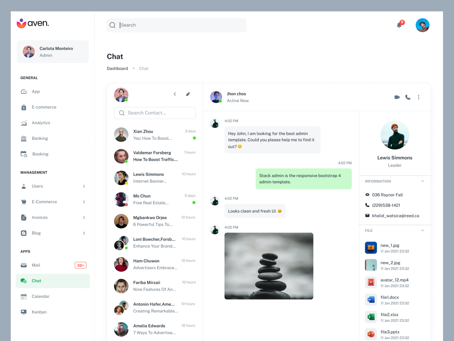 Single Chat Details page - Dashboard Ui by MD Jalal on Dribbble
