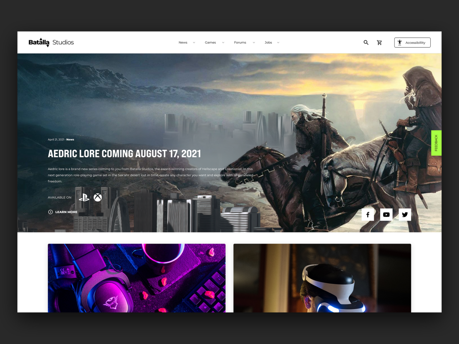 Video Game Studio - Landing Page UI by Arran Brunning on Dribbble