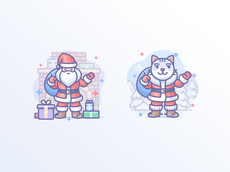 Santa and Cat by Icojam on Dribbble