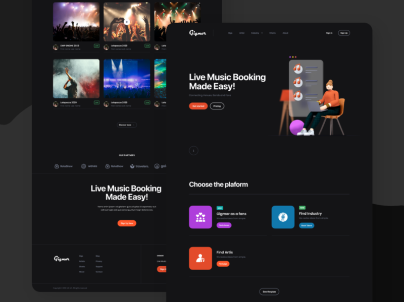 Music Booking Website Design by Muhammad Aamir on Dribbble