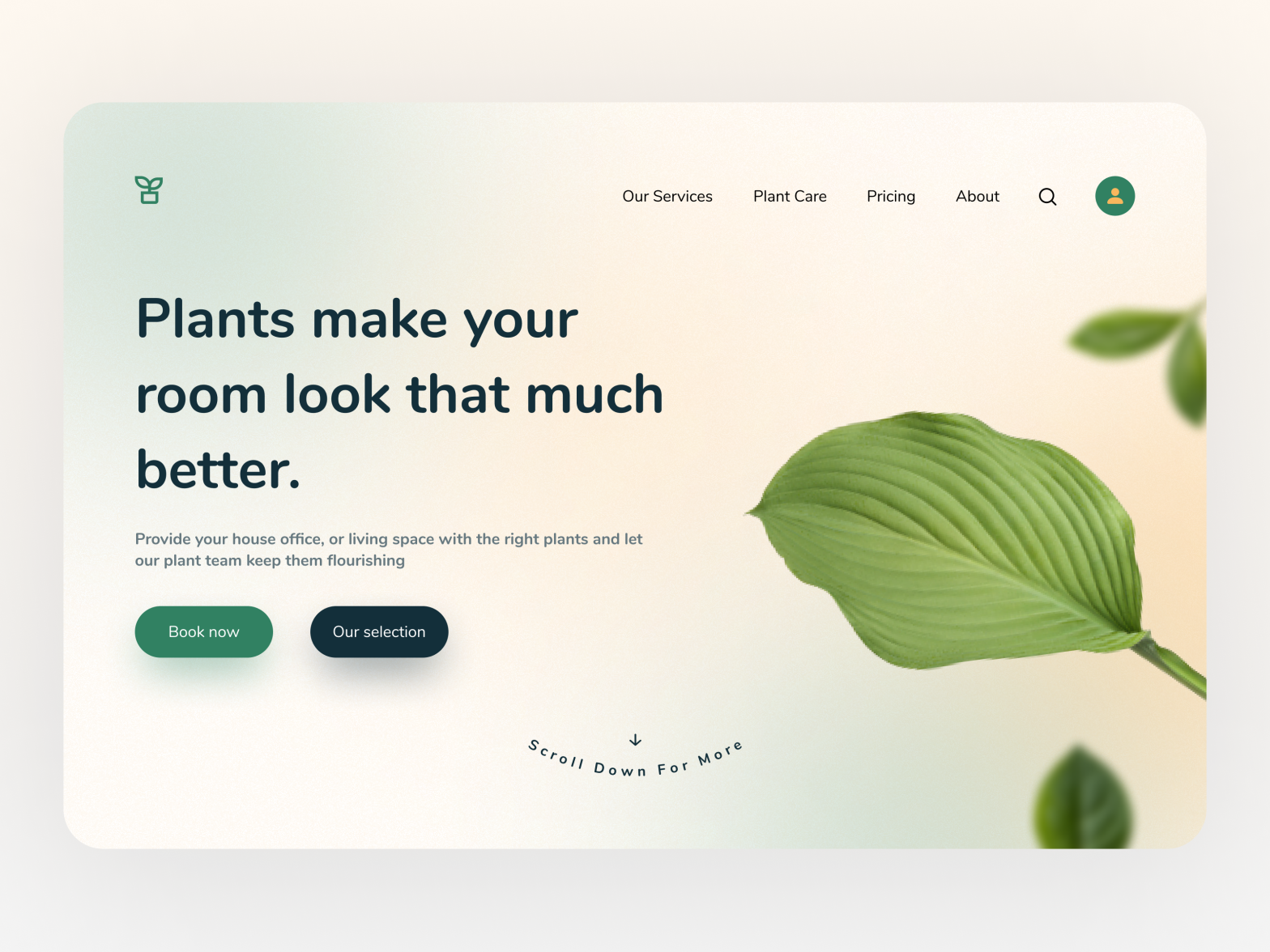 Plant Service Website Header by Evan Kiffel on Dribbble