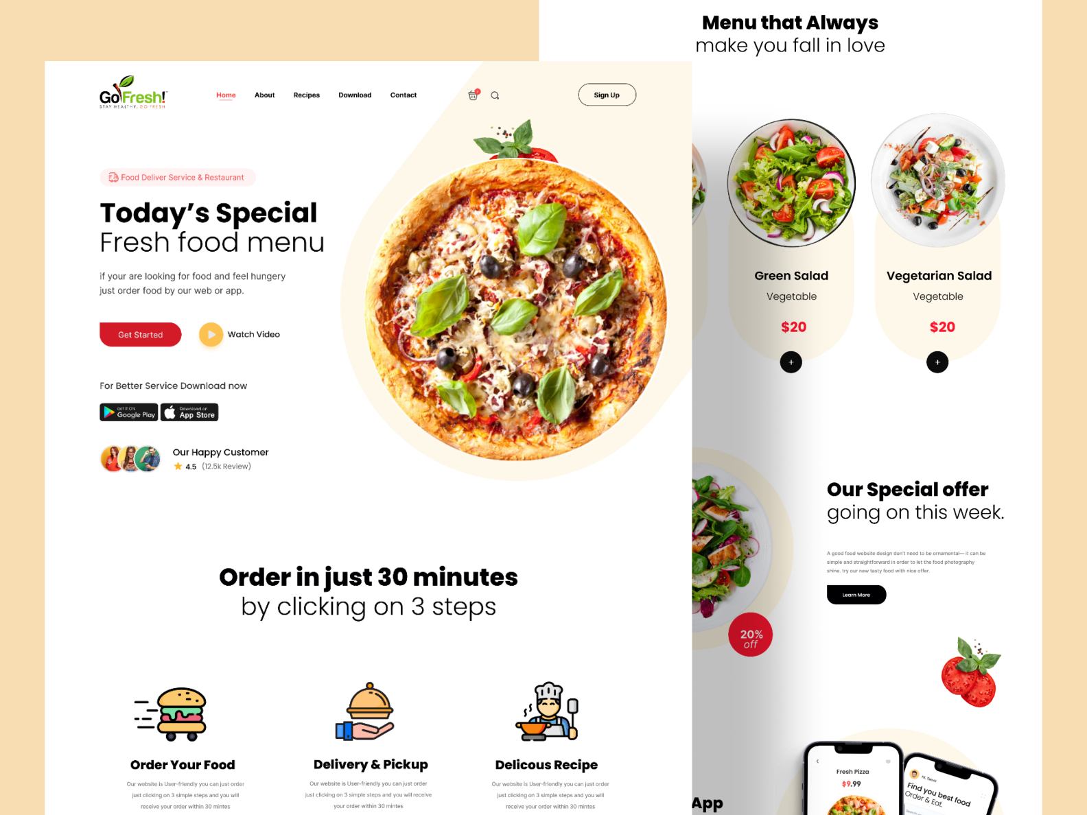 Food Delivery Landing page by Tajrin Nahar on Dribbble